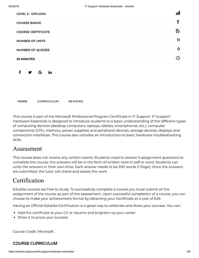 IT Support Hardware Essentials – Edu Kite | PDF