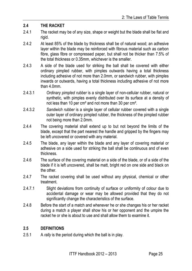 ITTF Rules in Table Tennis | PDF | Table Tennis | Sports