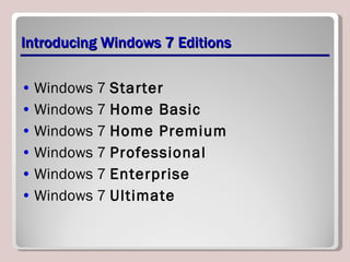 IT109 Microsoft Windows 7 Operating Systems Unit 03 lesson 01 | PPT