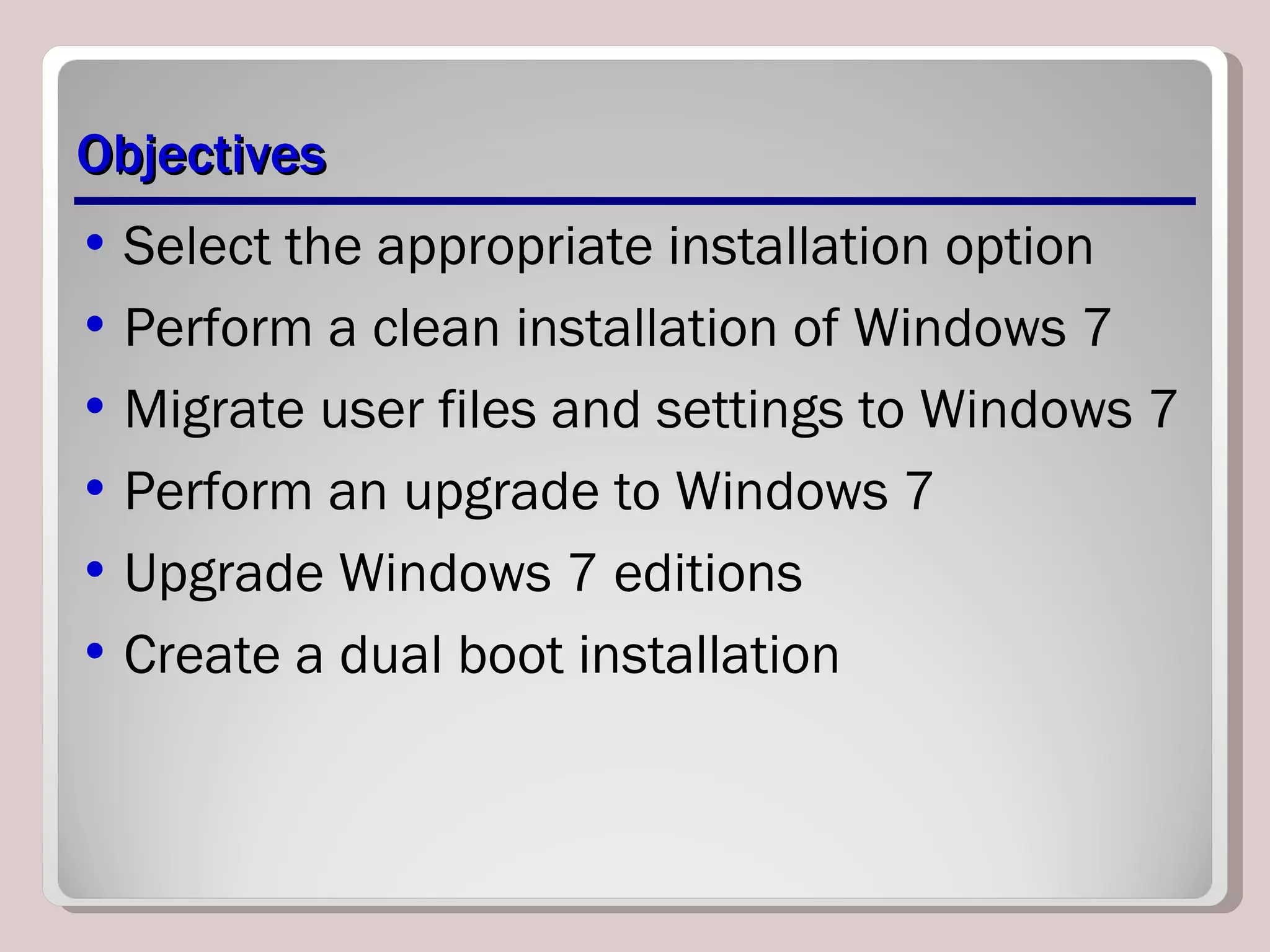 IT109 Microsoft Windows 7 Operating Systems Unit 03 lesson 02 | PPT