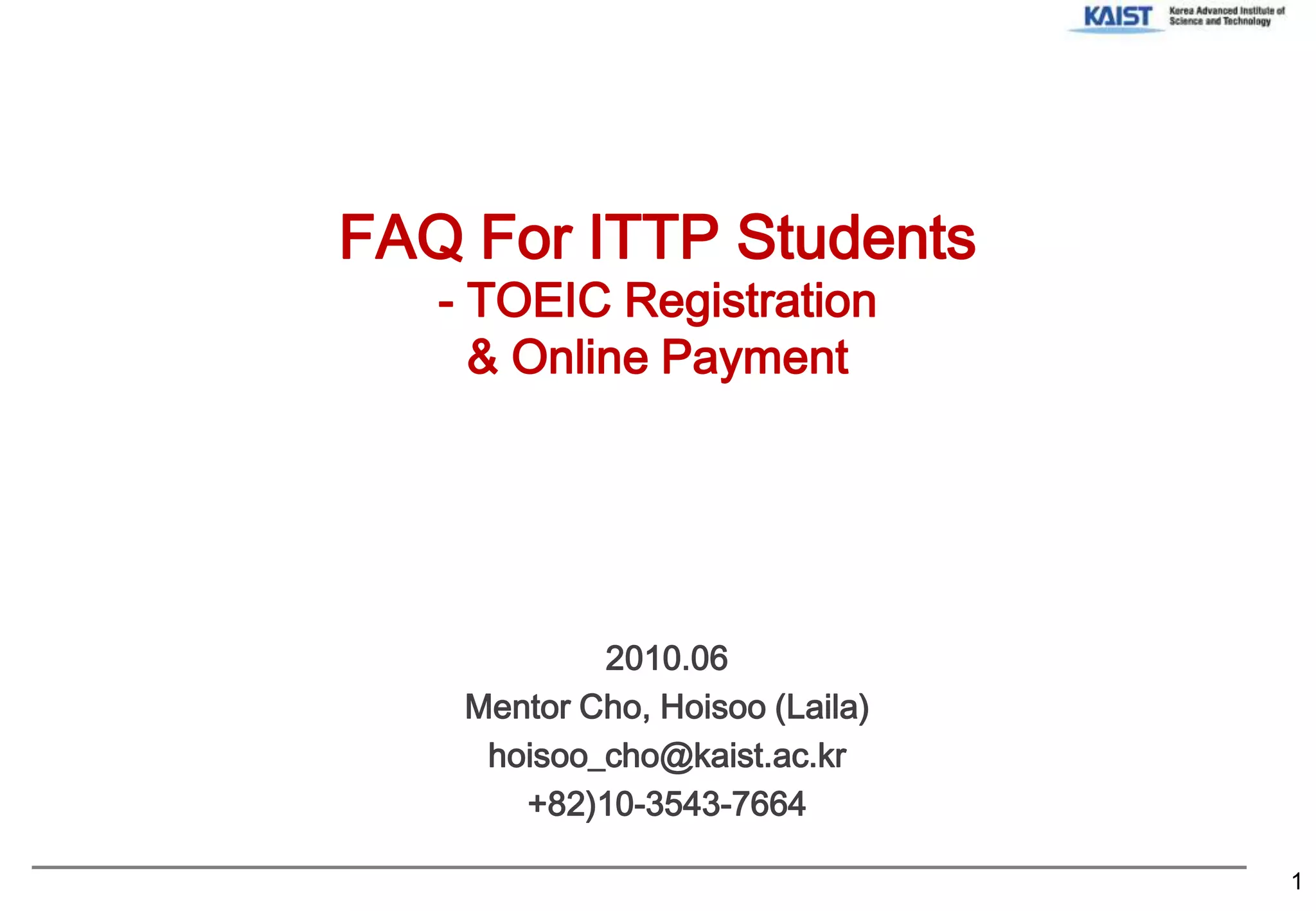 [ITTP]Mentor Guide_TOEIC | PPT