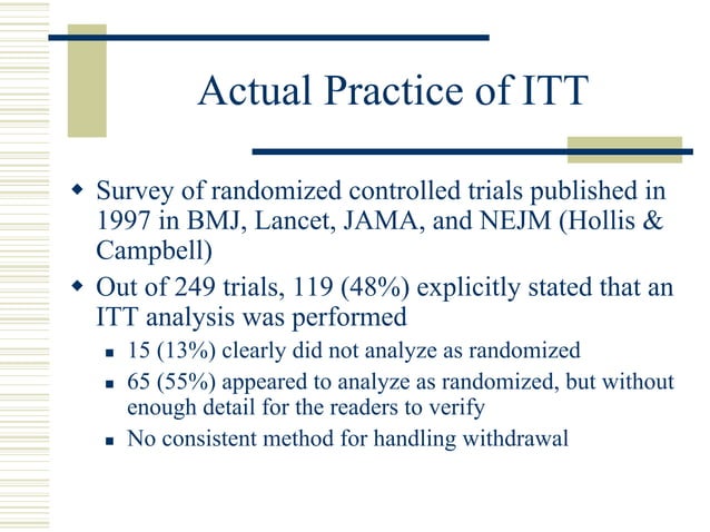 Intent-to-Treat (ITT) Analysis in Randomized Clinical Trials | PDF ...