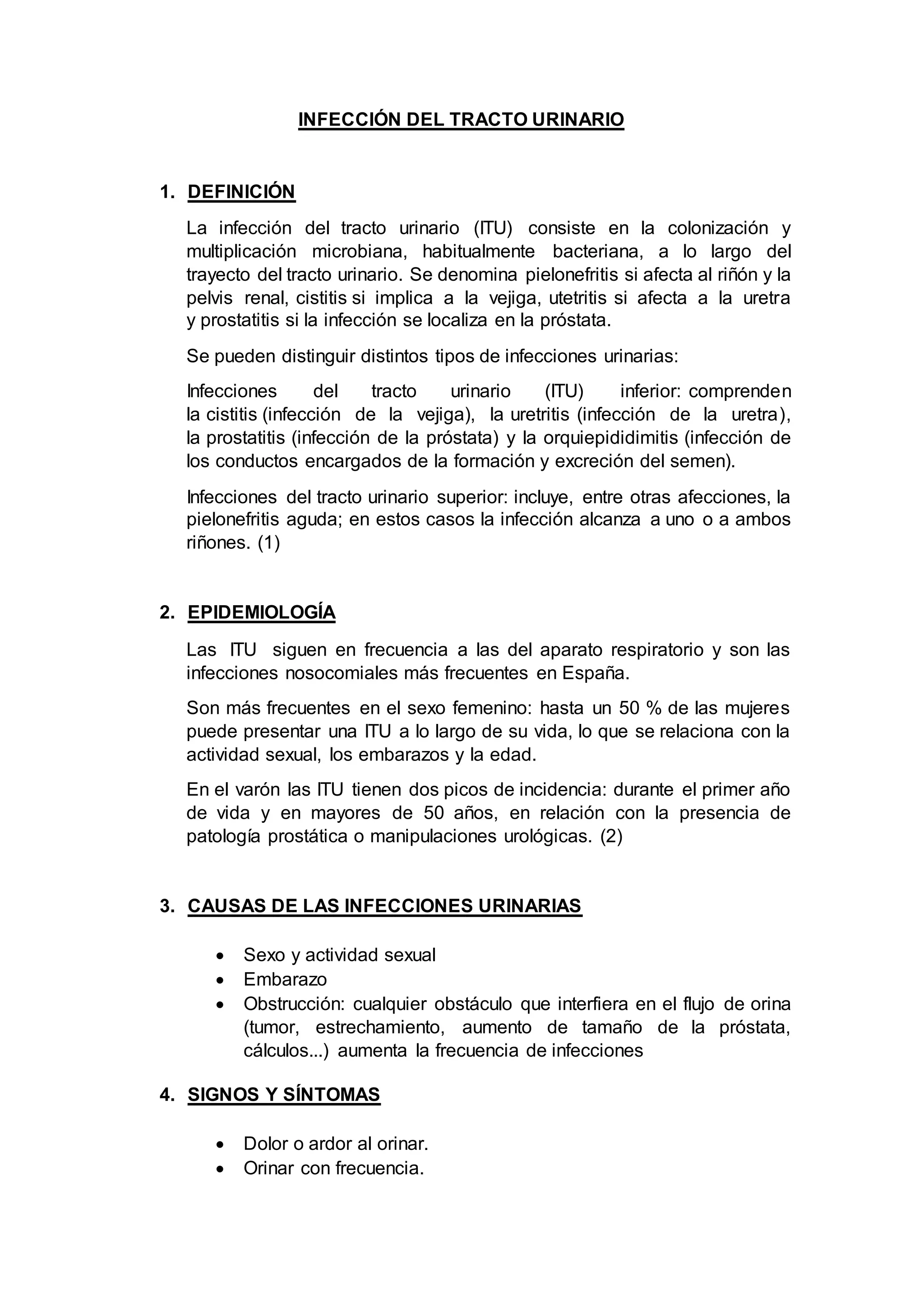 INFECCIÓN DEL TRACTO URINARIO | DOCX