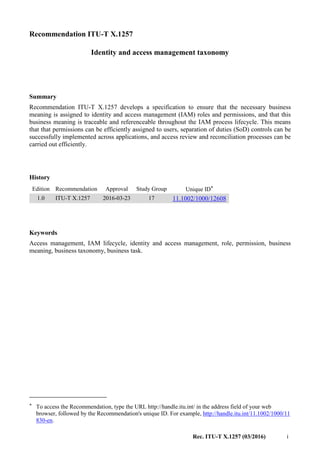 New ITU Standard on Identity & Access Management | PDF