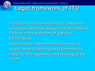 Telecommunication law for Telecommunication Union 01924122222 | PPT