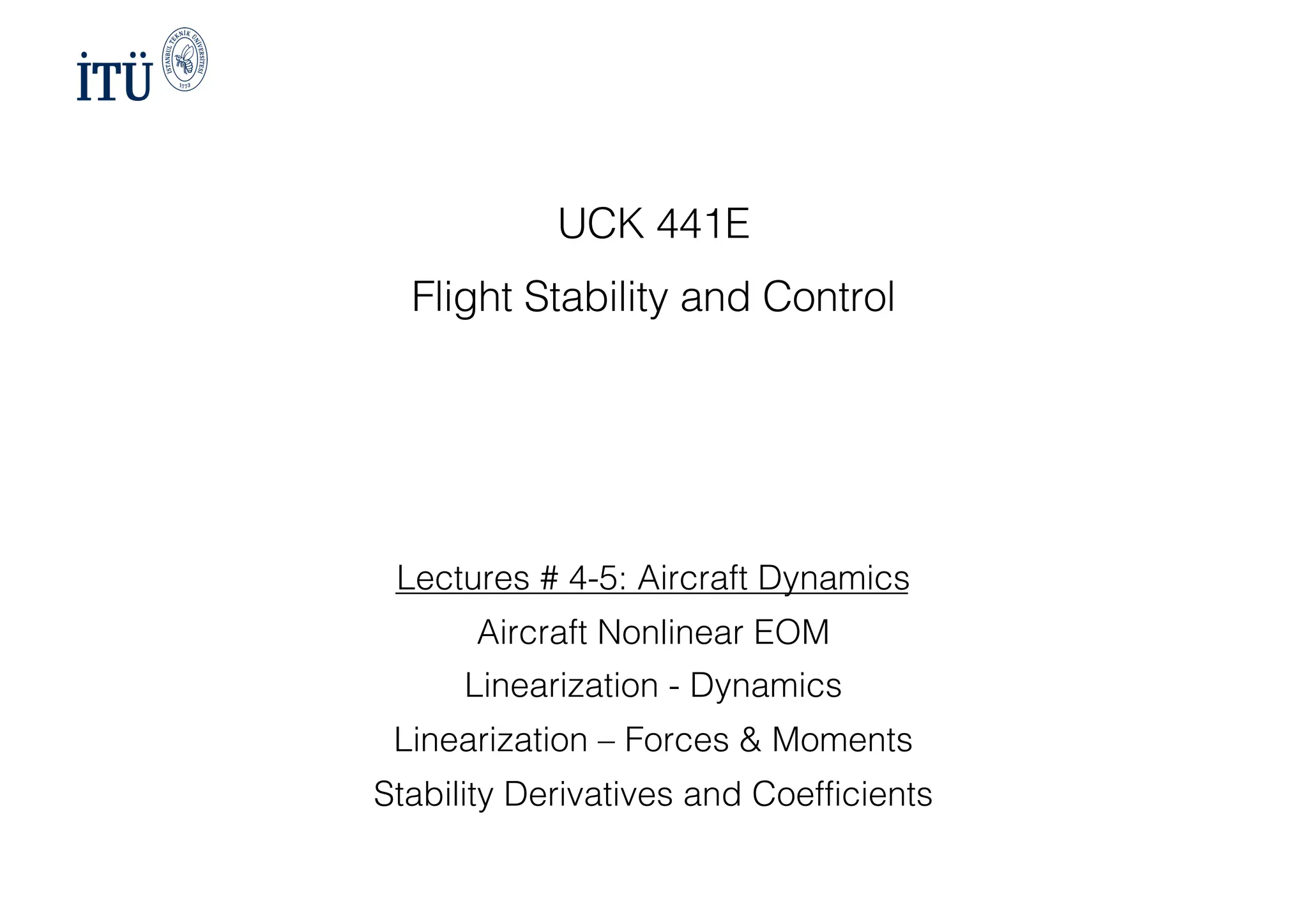 Flight Stability and Control of Aircraft Nonlinear Equation of Motions ...