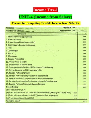 UNIT 4: INCOME FROM SALARY | PDF