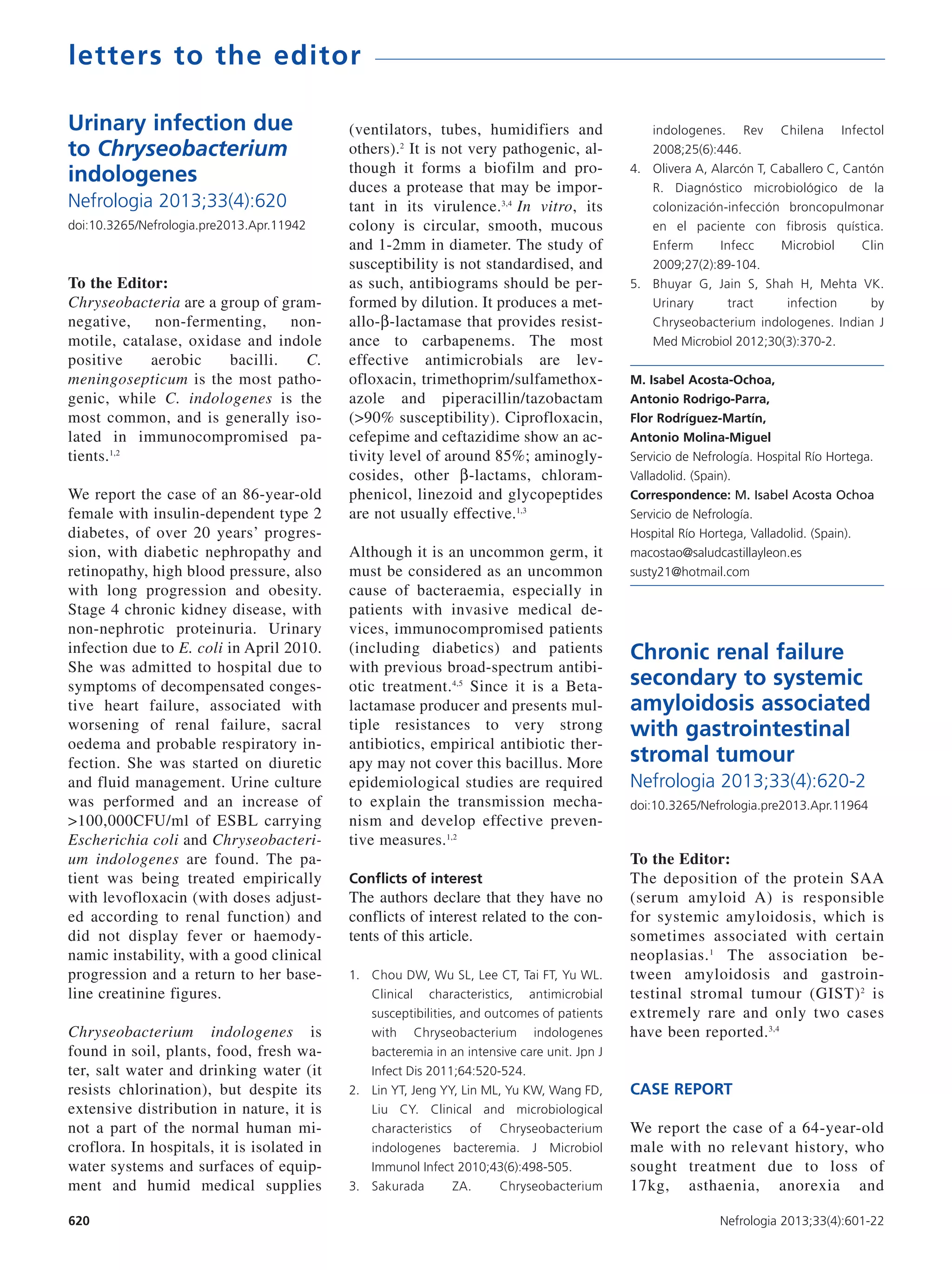 Chryseobacterium indologenes urinary tract infection | PDF