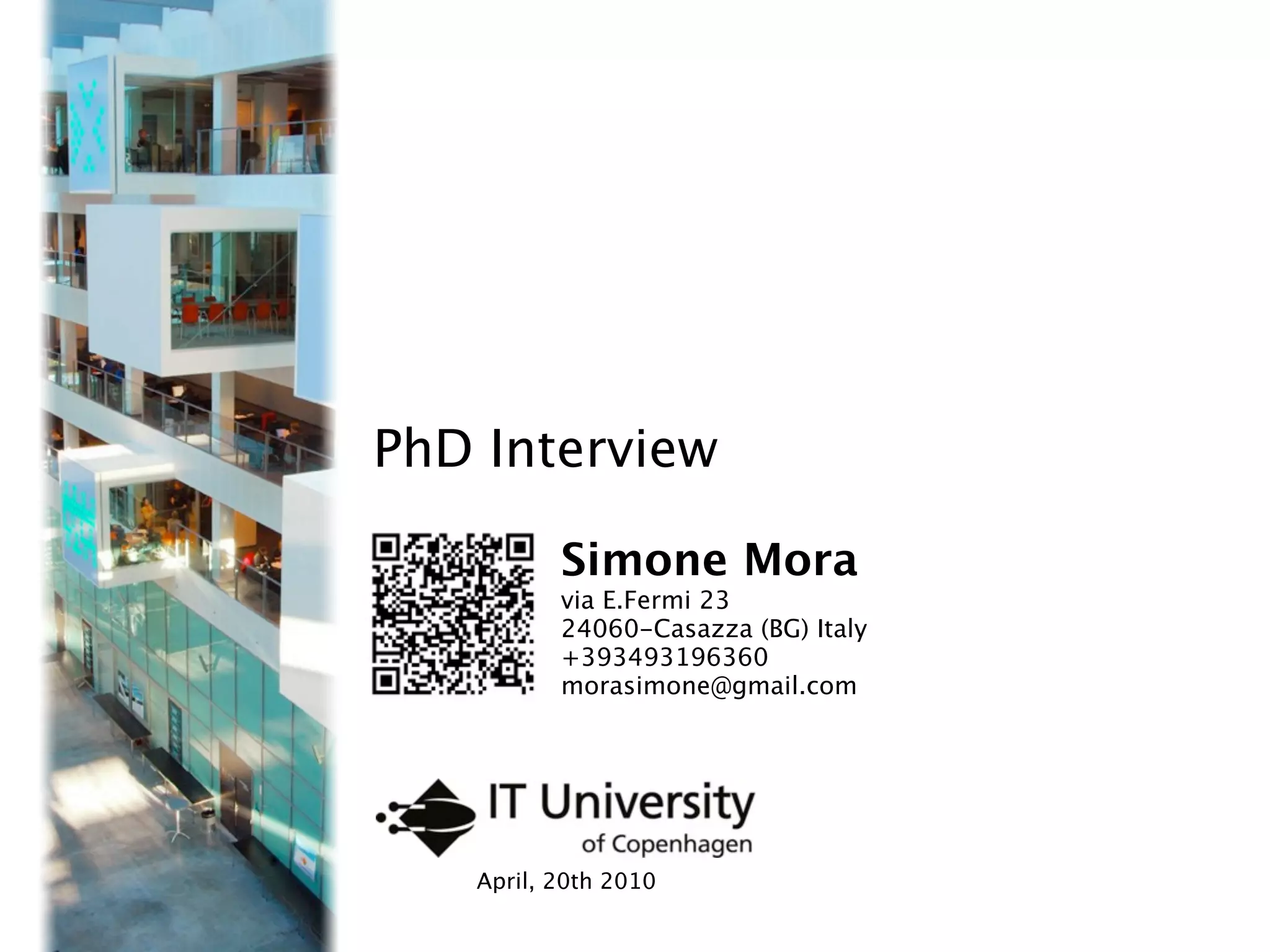 Simone Mora - PhD Interview at ITU | ZIP