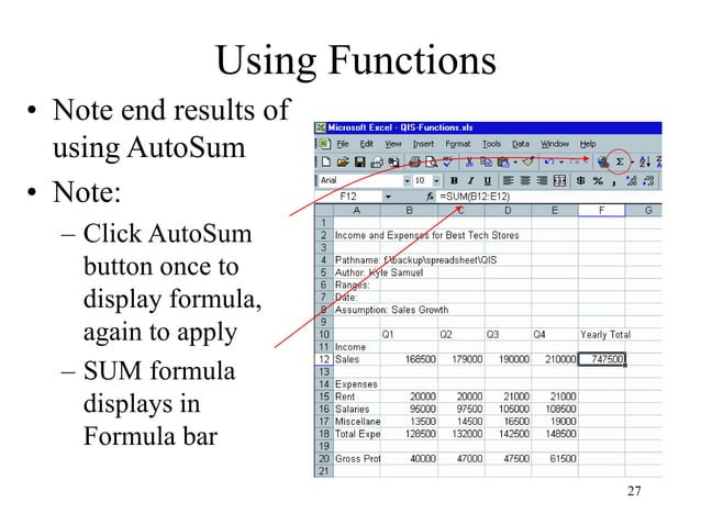 Project on Electronic Spreadsheets for Students | PPT