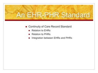 The Role of the Personal Health Record in EHR | PPTX