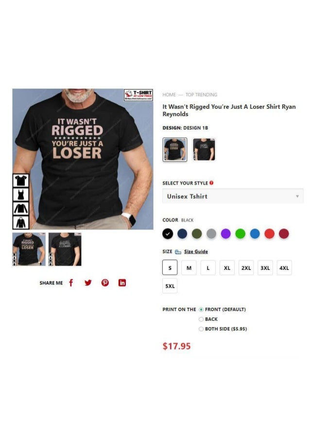 It Wasn’t Rigged You’re Just A Loser Shirt Ryan Reynolds | PDF