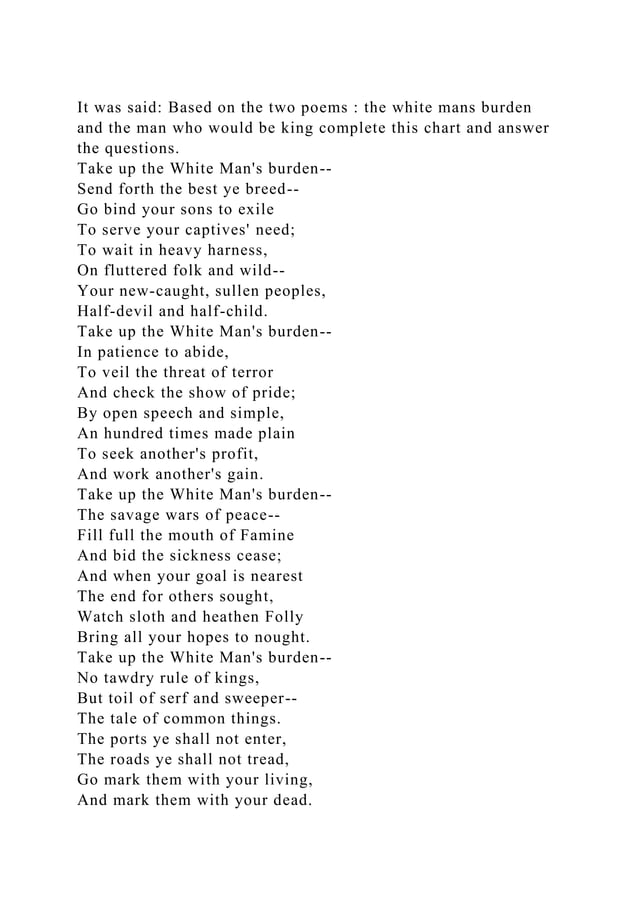 It was said Based on the two poems the white mans burden and the .docx