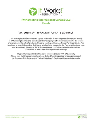 It works canada compensation plan it works canada distributor | PDF