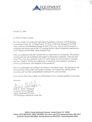Alpine Engineering reference letter | PDF