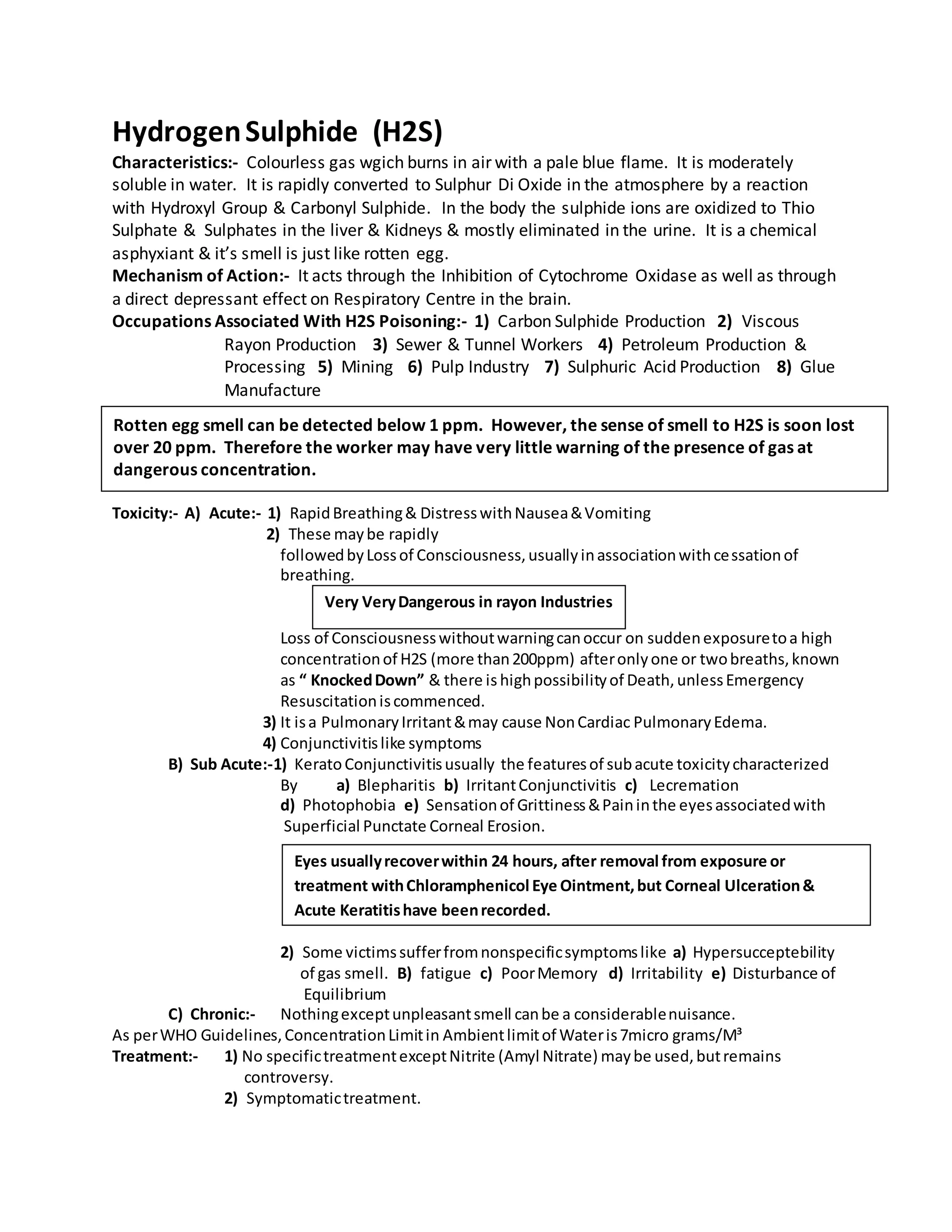Hydrogen sulphide | DOCX
