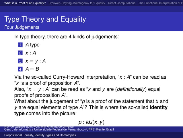 Propositional Equality, Identity Types and Homotopies | PPT