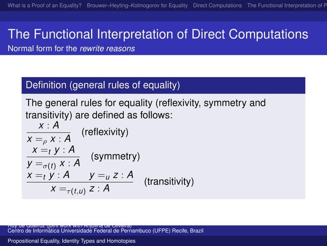 Propositional Equality, Identity Types and Homotopies | PPT