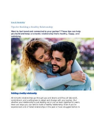 How to maintain a healthy relationship | PDF