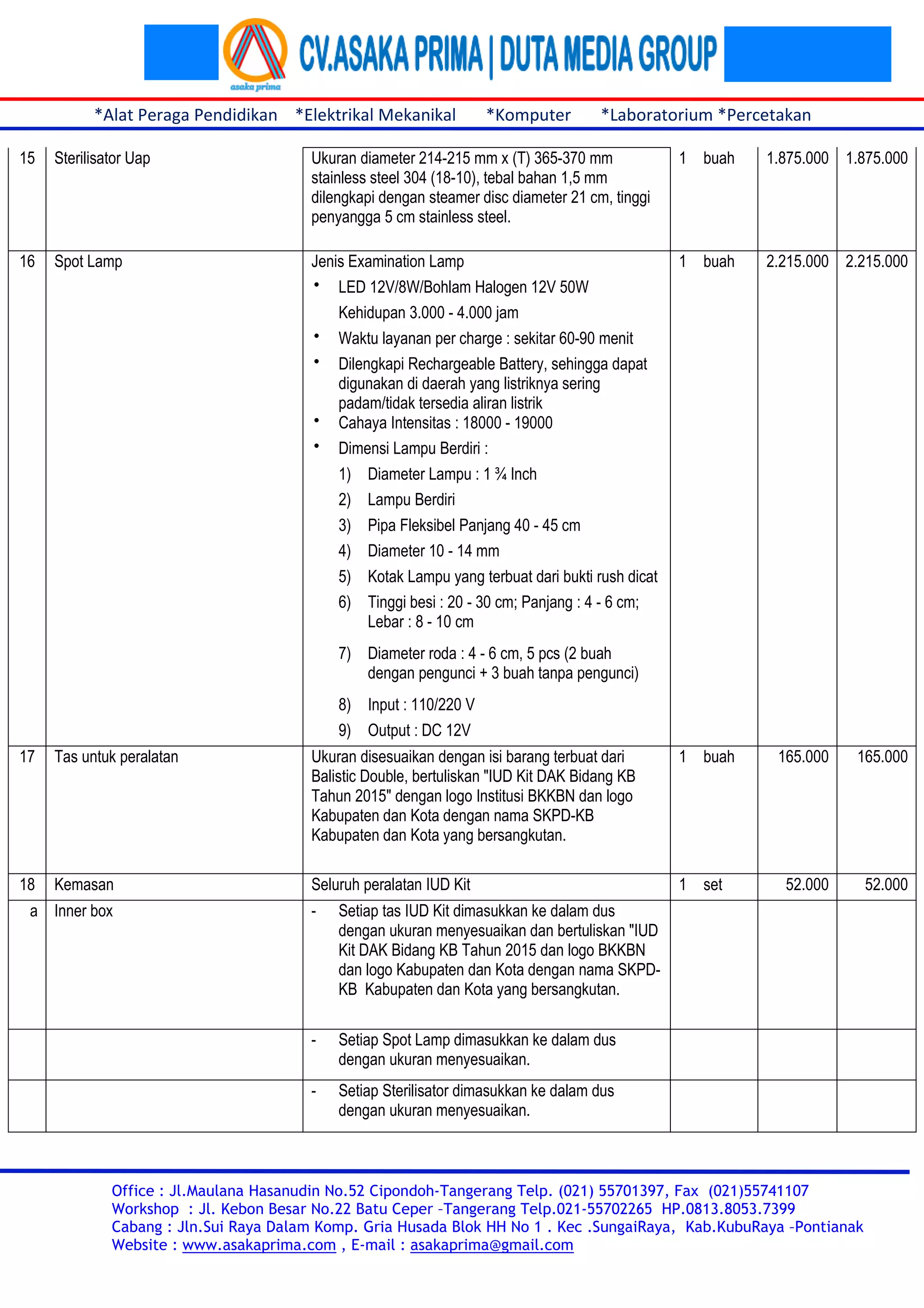 Iud kit listrik & brosur iud kit non listrik bkkbn 2015 | PDF