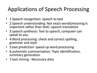speech processing basics | PPTX