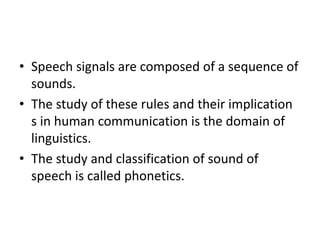 speech processing basics | PPTX