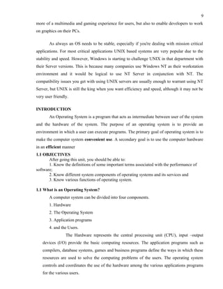 Operating Systems Unit One - Fourth Semester - Engineering | PDF