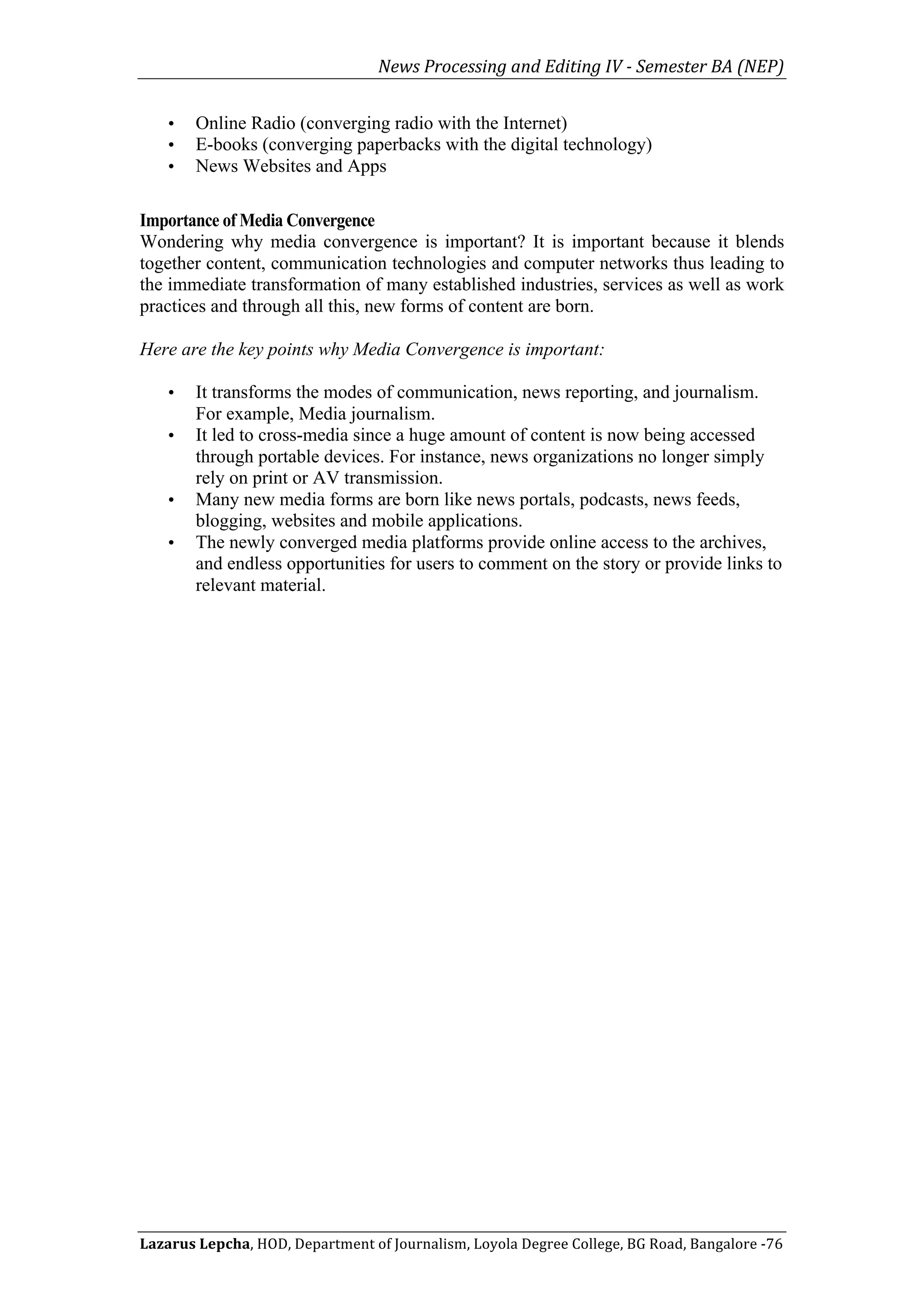 I UNIT - News Processing and Editing.pdf | Photo Editing Software ...