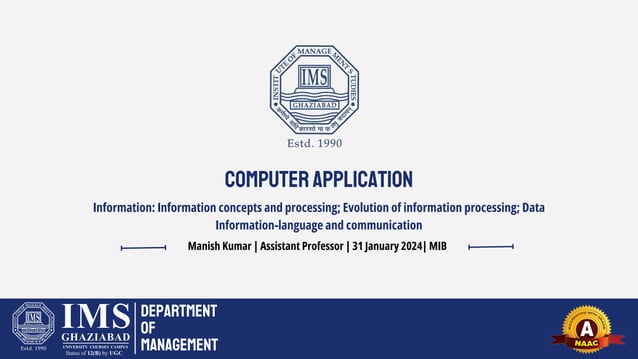 Computer Application: Information Concepts | PPT