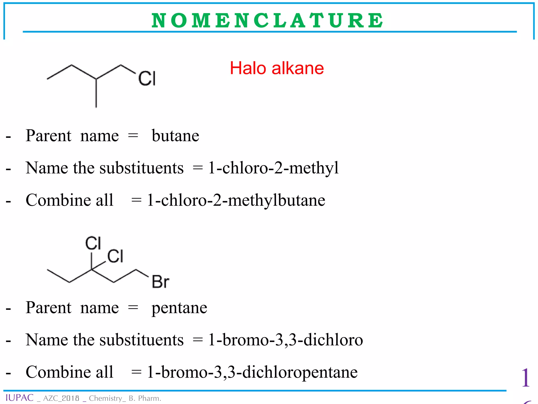 IUPAC Nomenclature_Pharmaceutical Organic Chemistry | PPTX | Chemistry ...