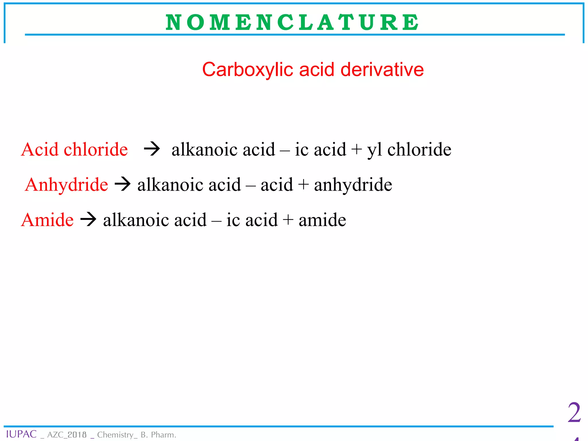 IUPAC Nomenclature_Pharmaceutical Organic Chemistry | PPTX
