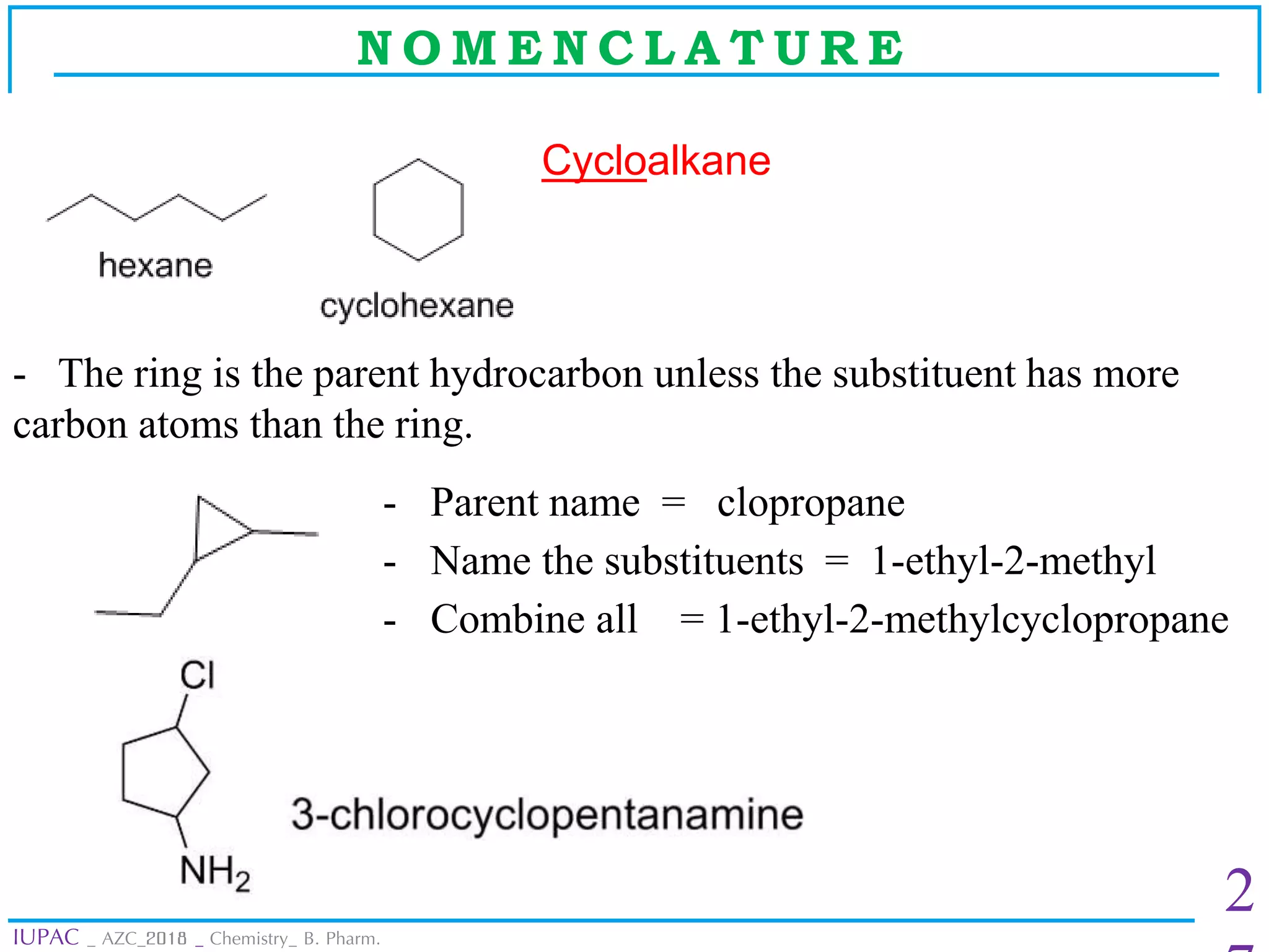 IUPAC Nomenclature_Pharmaceutical Organic Chemistry | PPTX | Chemistry ...