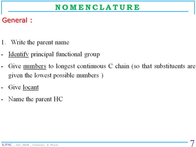 IUPAC Nomenclature_Pharmaceutical Organic Chemistry | PPTX | Chemistry ...