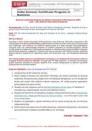 IUP Business Leadership Program 2016 | PDF