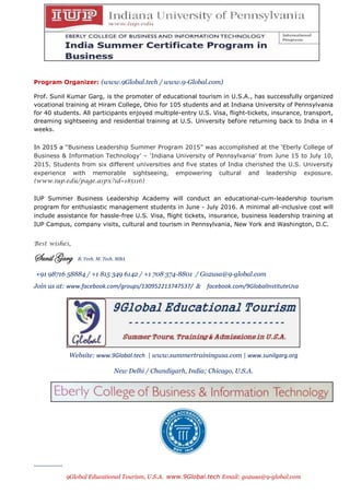 IUP Business Leadership Program 2016 | PDF