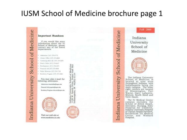 IU School Of Medicine Brochure Page 1 | PPTX | Education