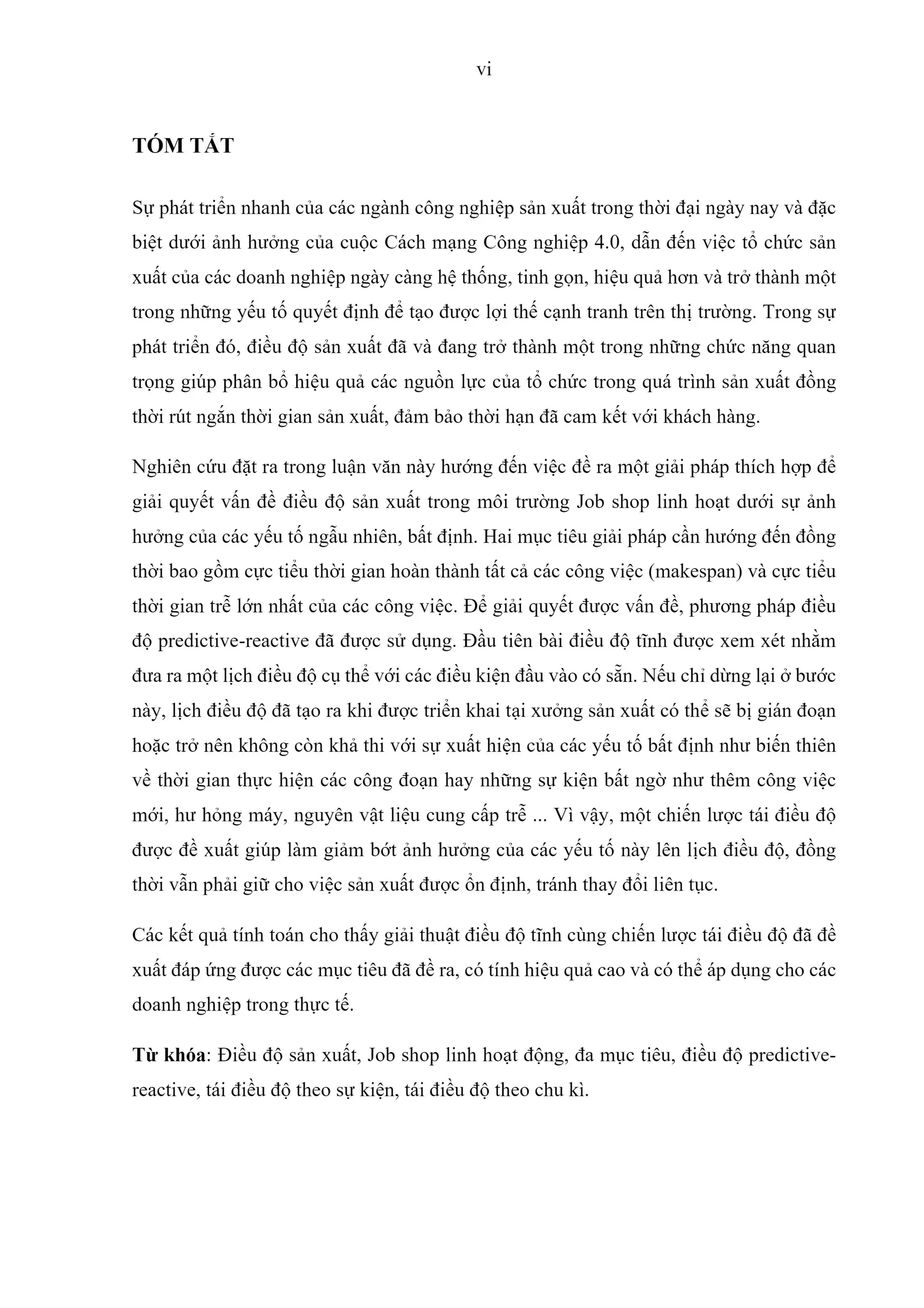 Điều độ sản xuất động và đa mục tiêu trong môi trường Job Shop linh ...