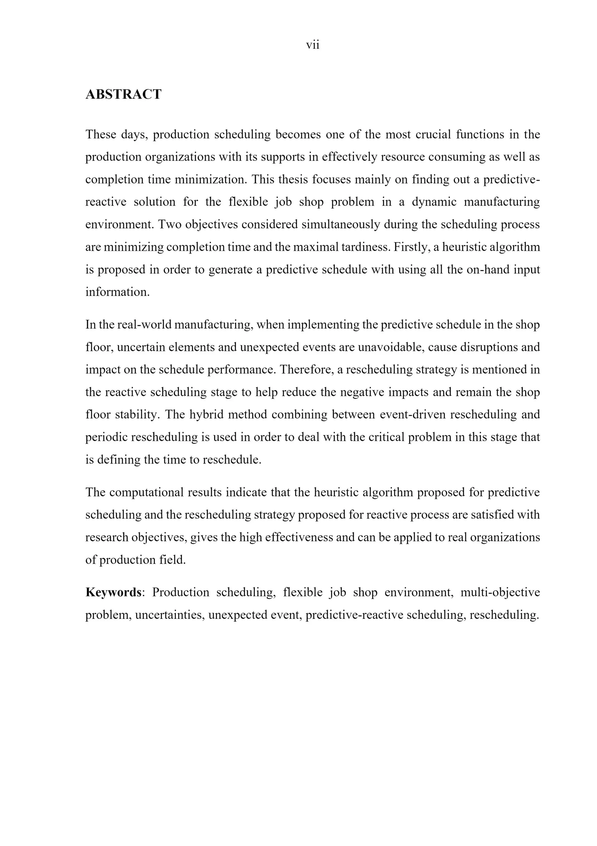 Điều độ sản xuất động và đa mục tiêu trong môi trường Job Shop linh ...