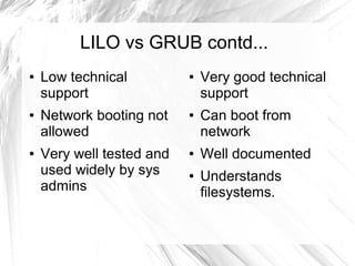 Comparison between grub-legacy ,lilo and grub -2 | PPT