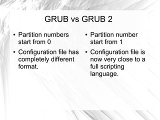 Comparison between grub-legacy ,lilo and grub -2 | PPT