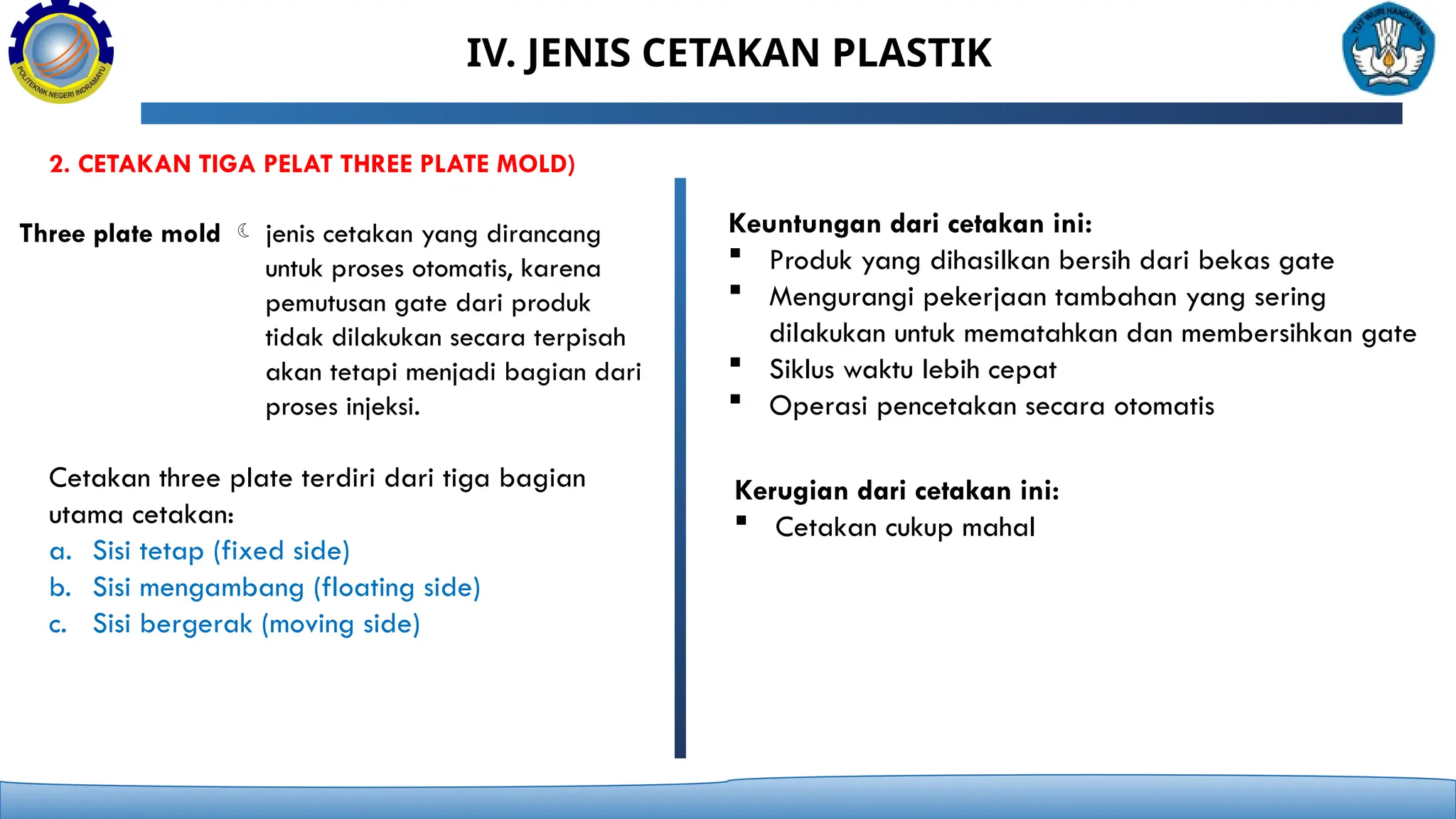 JENIS-JENIS CETAKAN INJEKSI MOLDING PLASTIK | PPTX