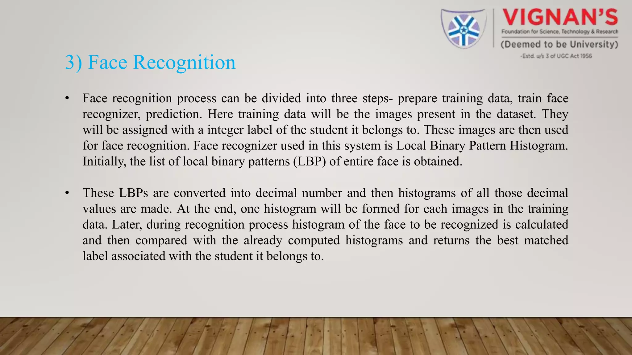 Attendance system using Face recognition | PPTX