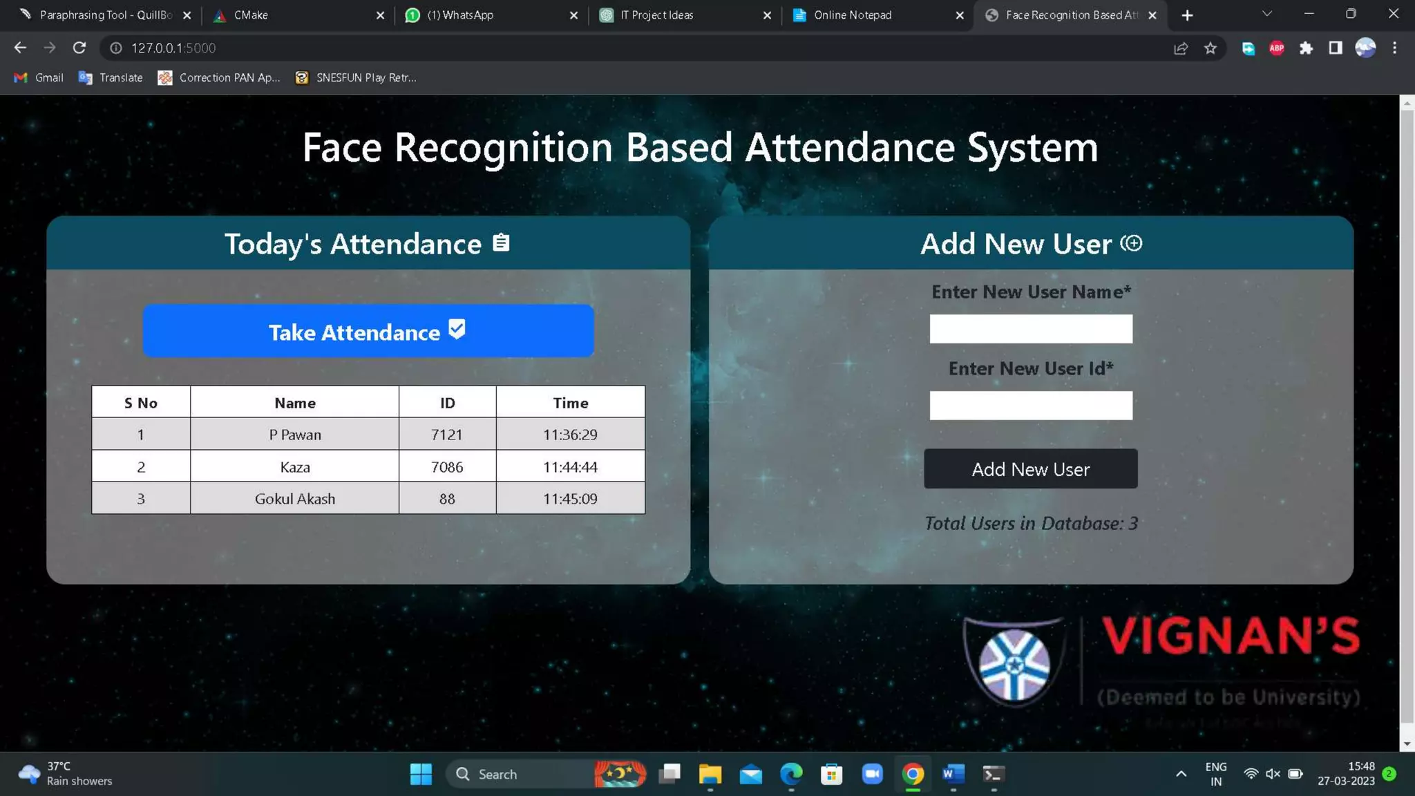 Attendance system using Face recognition | PPTX