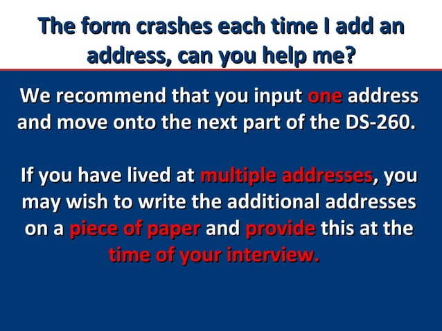 U.S. Immigrant Visas: Completing Form DS-260 | PPT