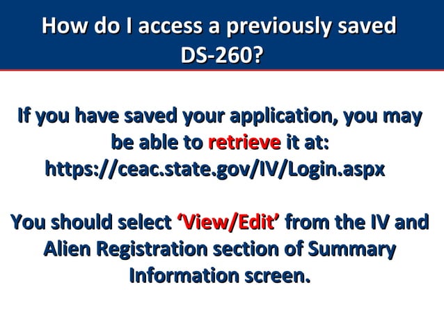 U.S. Immigrant Visas: Completing Form DS-260 | PPT | Technology & Computing