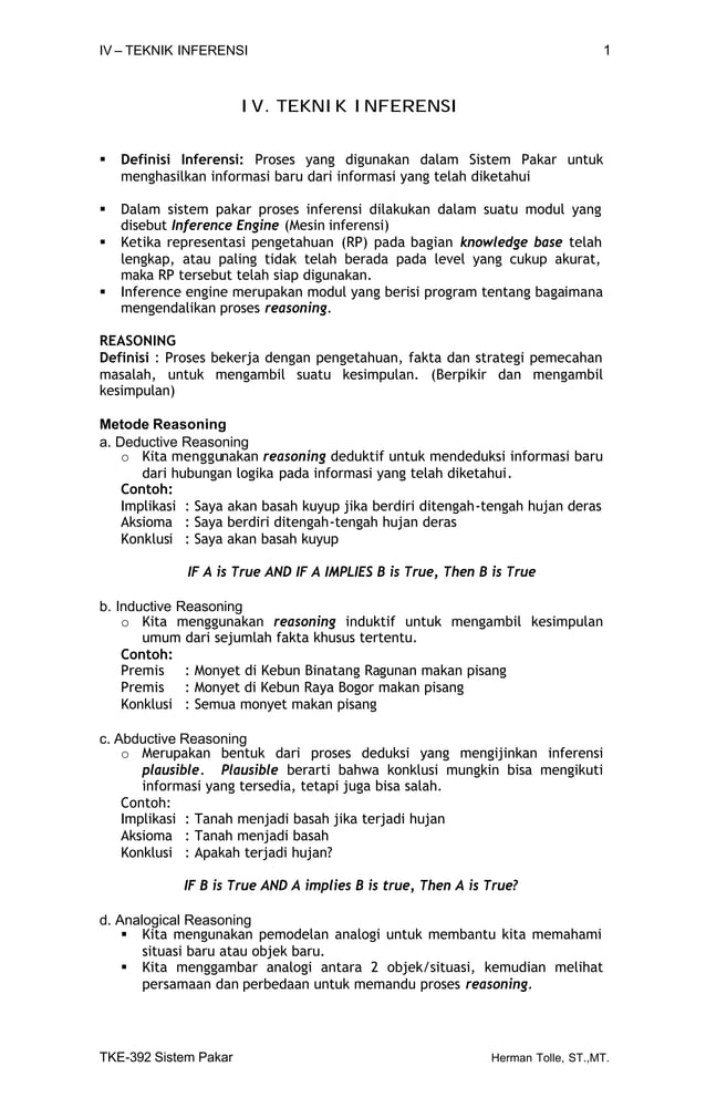 Iv Teknik Inferensi | PDF