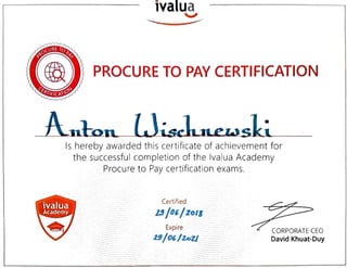 Ivalua P2P Certification | PDF