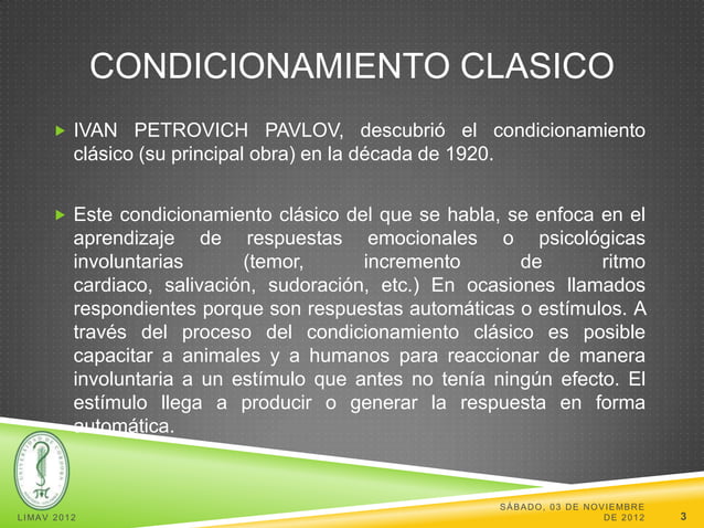 Ivan petrovich pavlov – condicionamiento clásico | PPTX