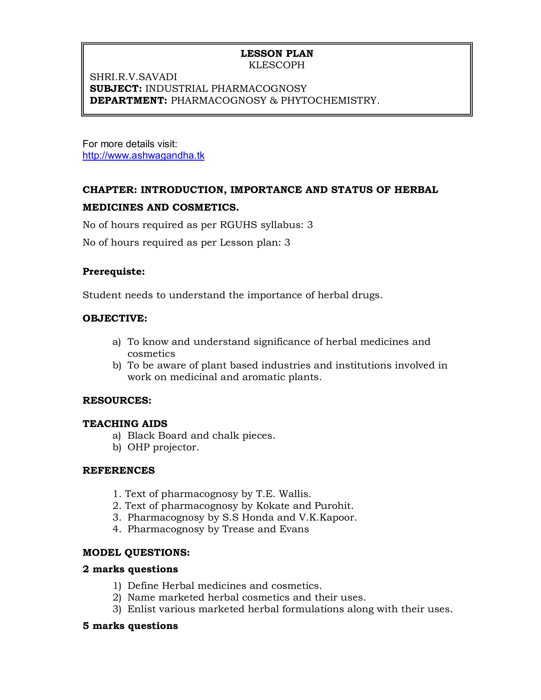 Iv b ph ind pharmacognosy vvb | PDF