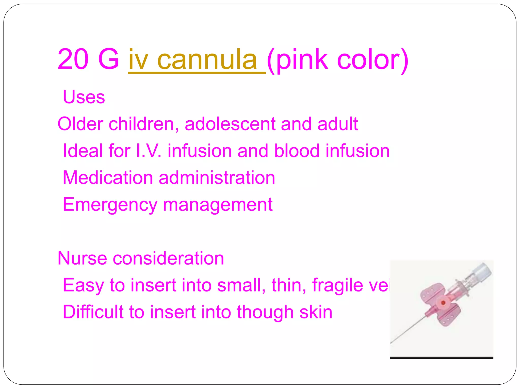 Iv cannula color codes | PPTX